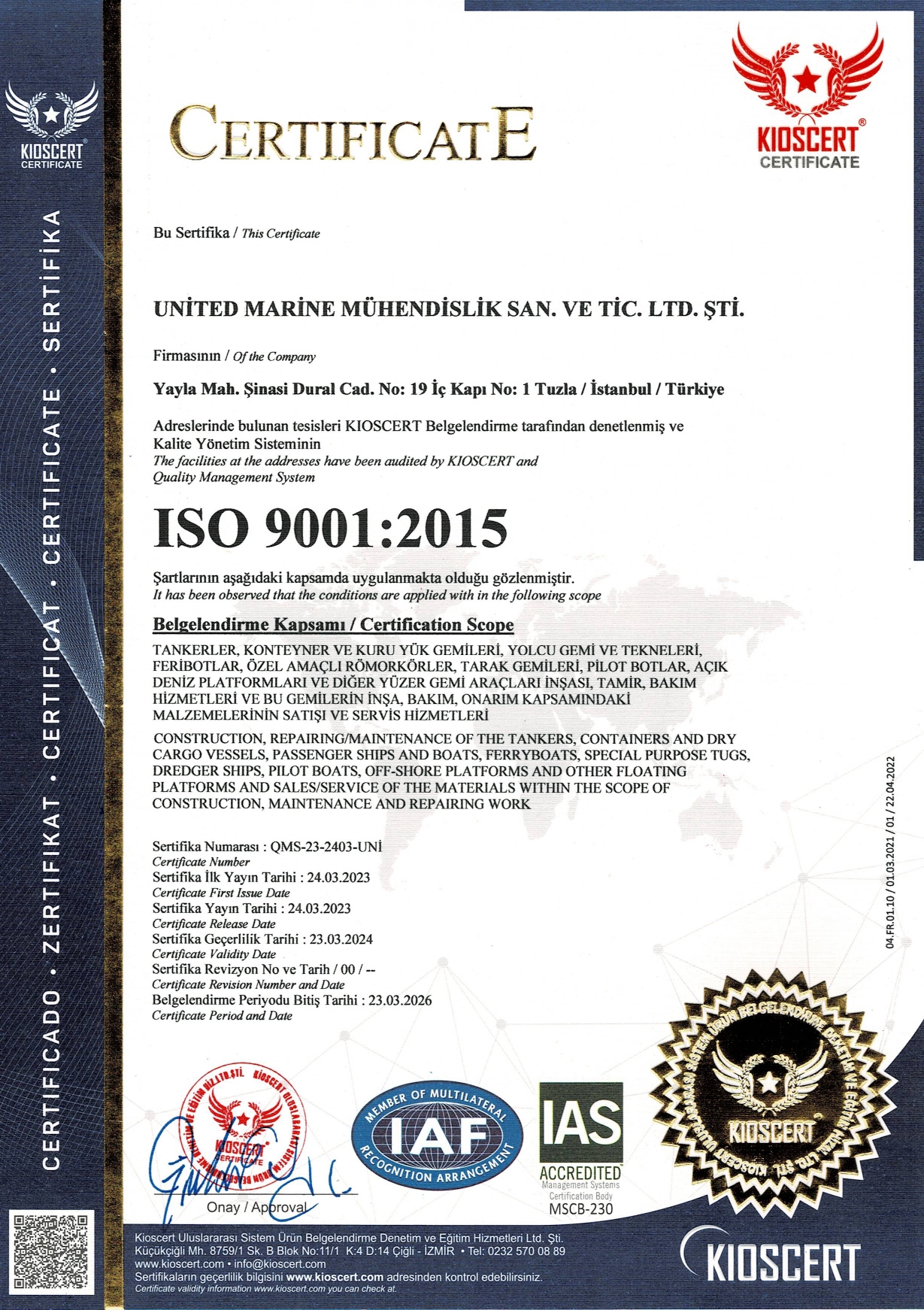 ISO CERTIFICATION | United Marine